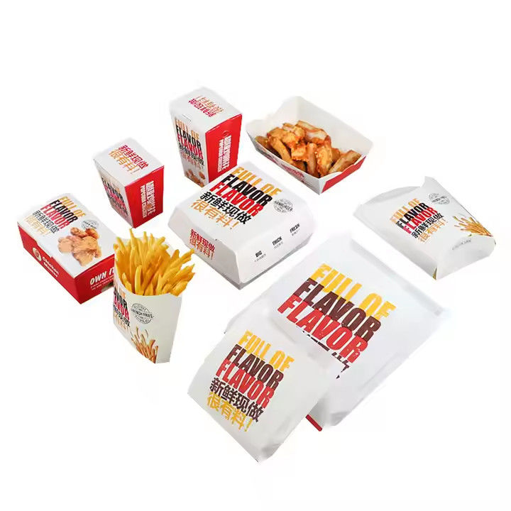 Wholesale Custom Printed Recycled Fast Food Burger & Fries Takeaway Boxes