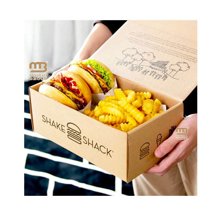 Fast food grade packaging burger box customized French fries and fried ...