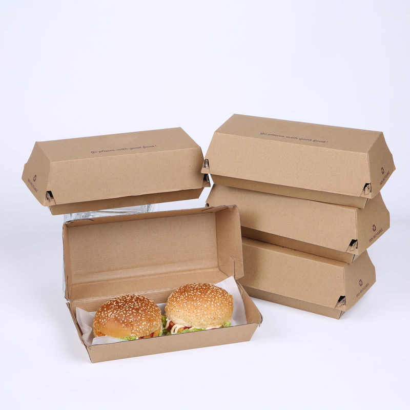 Customized hamburger box disposable food grade takeaway kraft paper ...