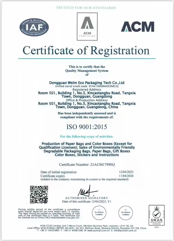Quality Control - Dongguan Welm Eco Packaging Tech Co., Ltd.
